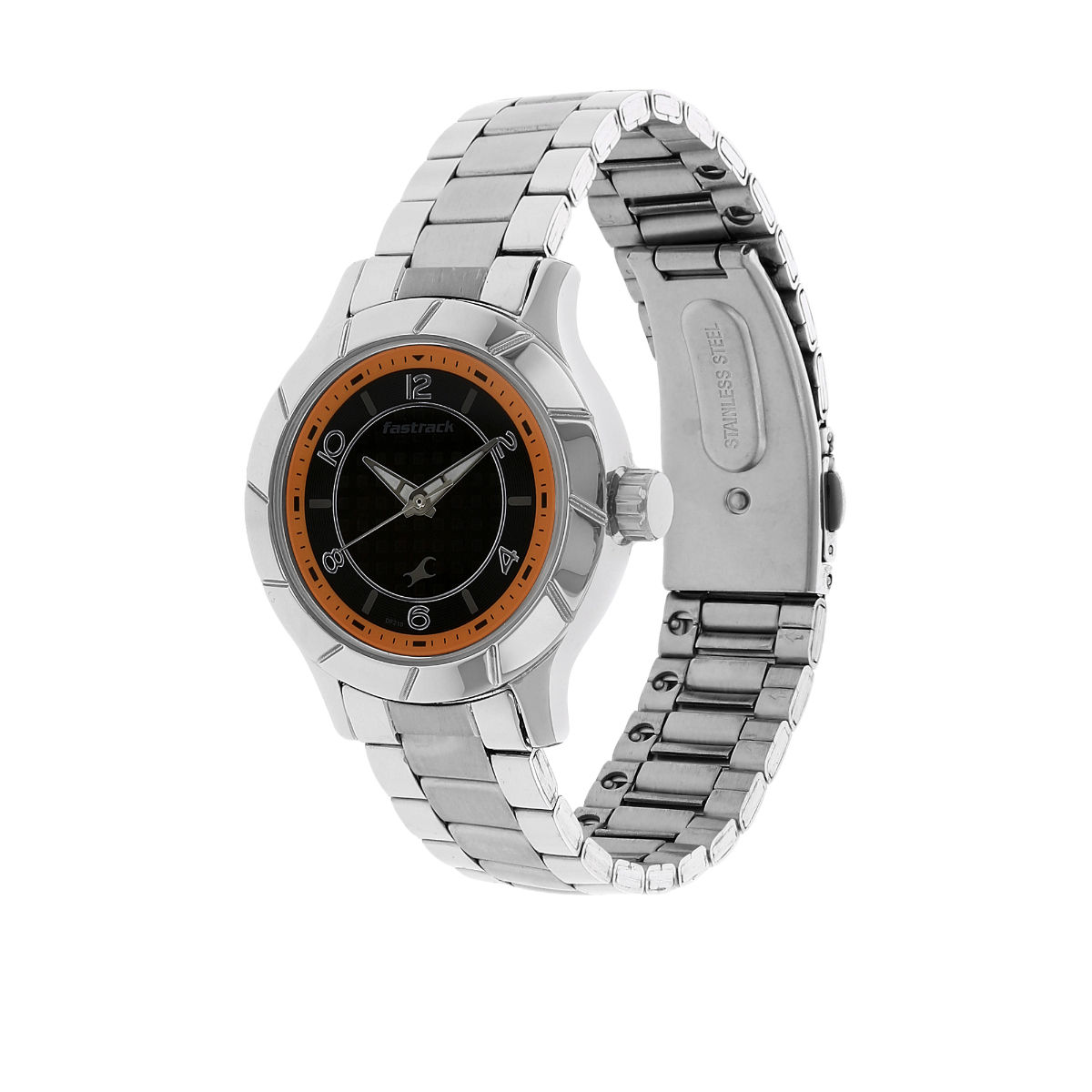 Buy Fastrack Black Dial Silver Stainless Steel Strap Watch Online