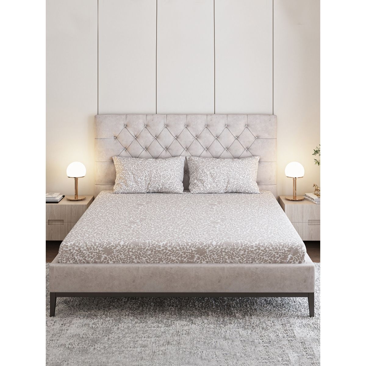SEEVO Elvira Bedsheet with 2 Pillow Covers - Pale Oak: Buy SEEVO Elvira ...