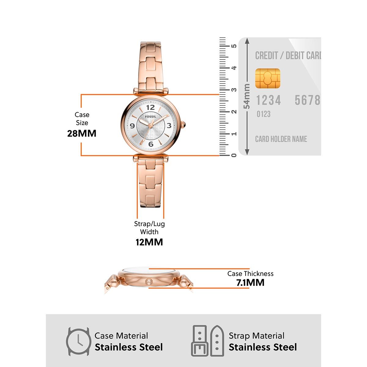 Buy Fossil Carlie Rose Gold Watch Es5202 Online