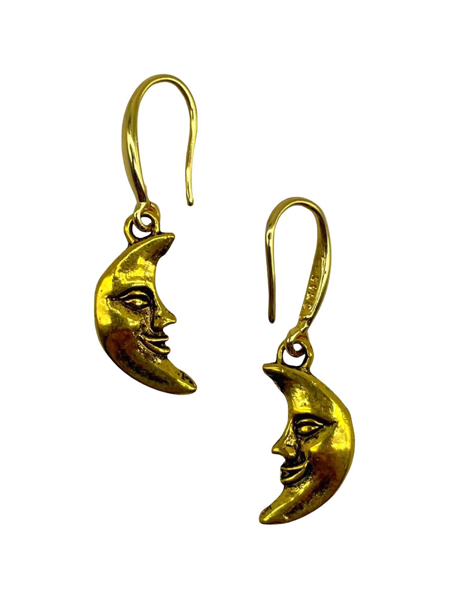 Buy Digital Dress Room Gold Crescent Moon Face Mini Earrings Online