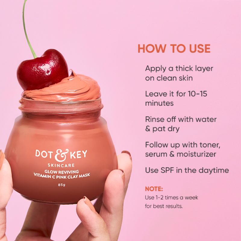 Dot & Key Pink Clay Face Mask For Glowing Skin With Vitamin C- Fades ...