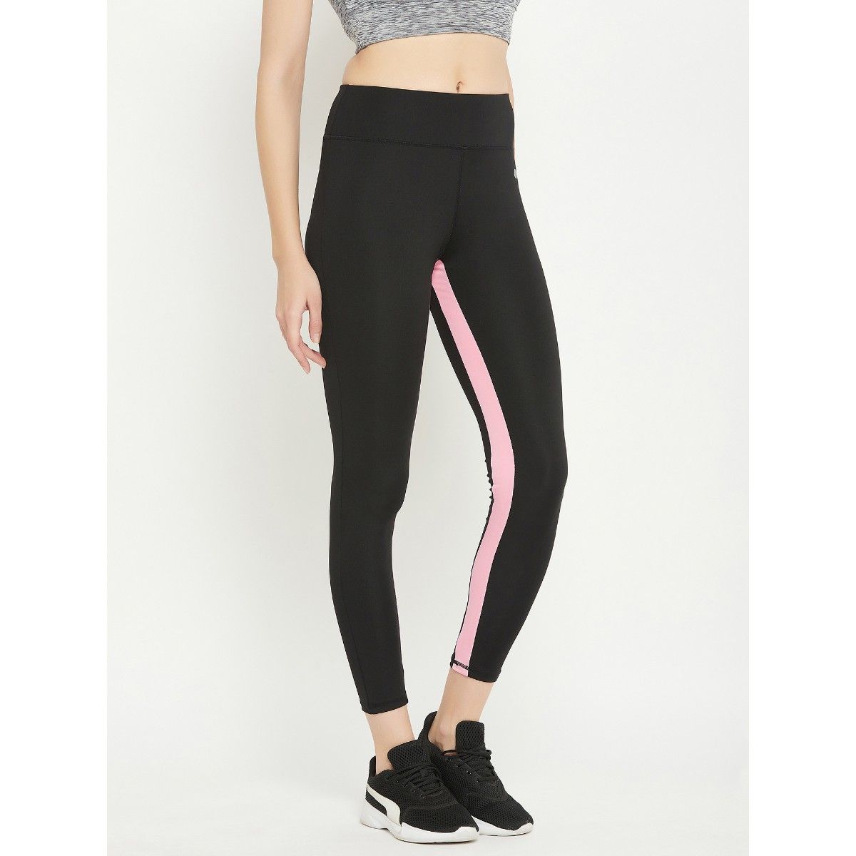 Buy Clovia Snug Fit High Rise Active Tights With Side Panels Black Online