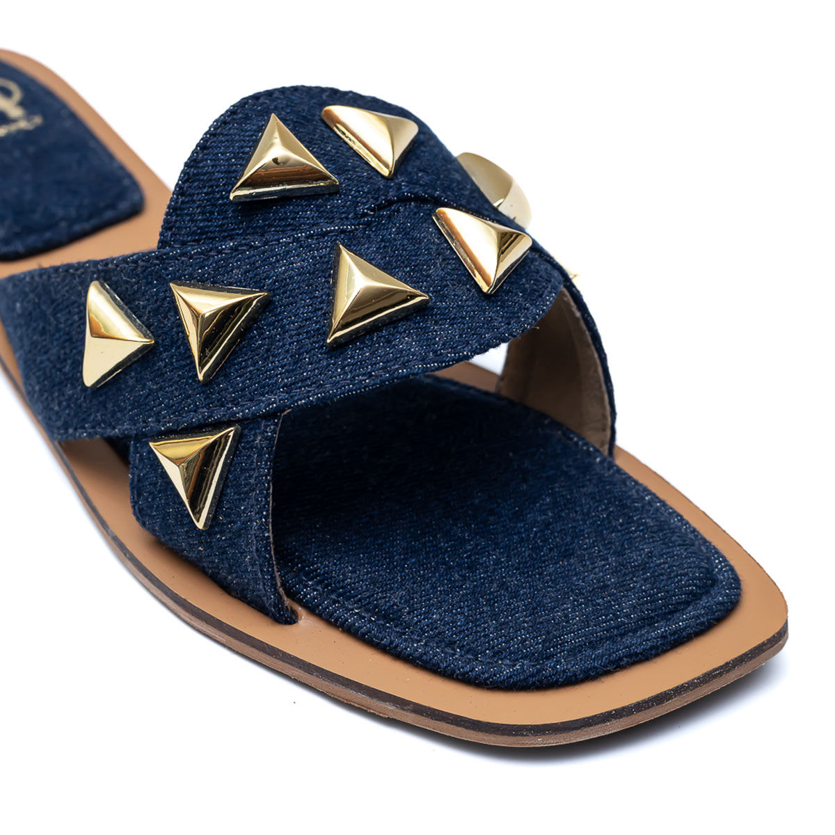 Buy Dapper Feet Studded Criss Cross Flats-Navy Blue Online