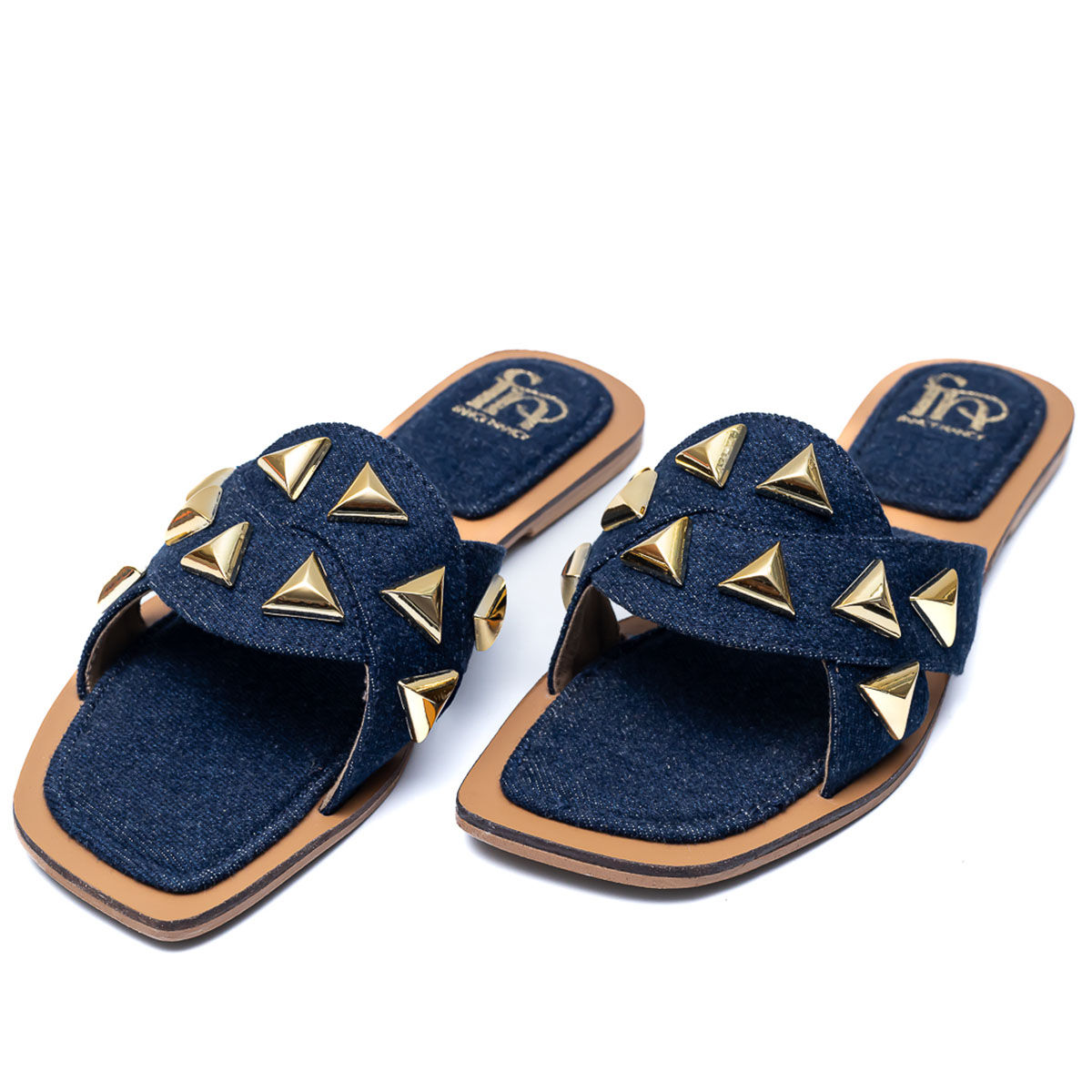 Buy Dapper Feet Studded Criss Cross Flats-Navy Blue Online
