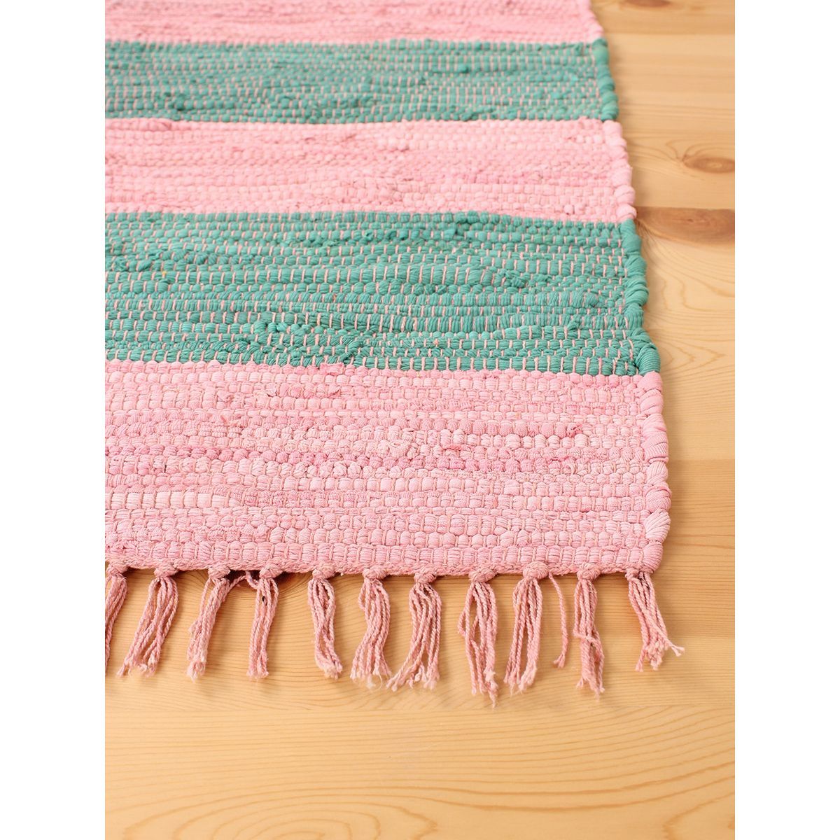 Buy House This Varkala Recycle Chindi Rug - Pink Green Online