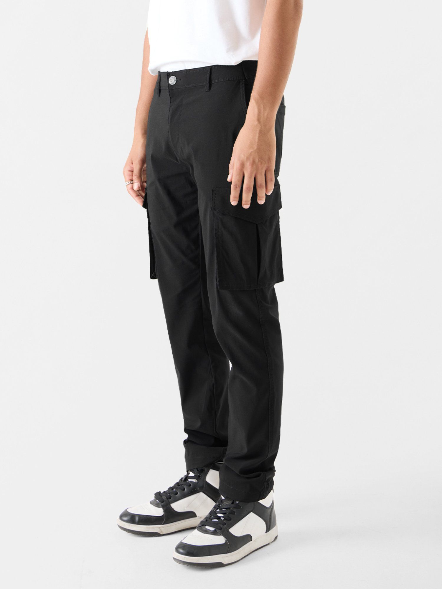 Buy The Souled Store Original Power Stretch Cargo Carbon Black Men ...