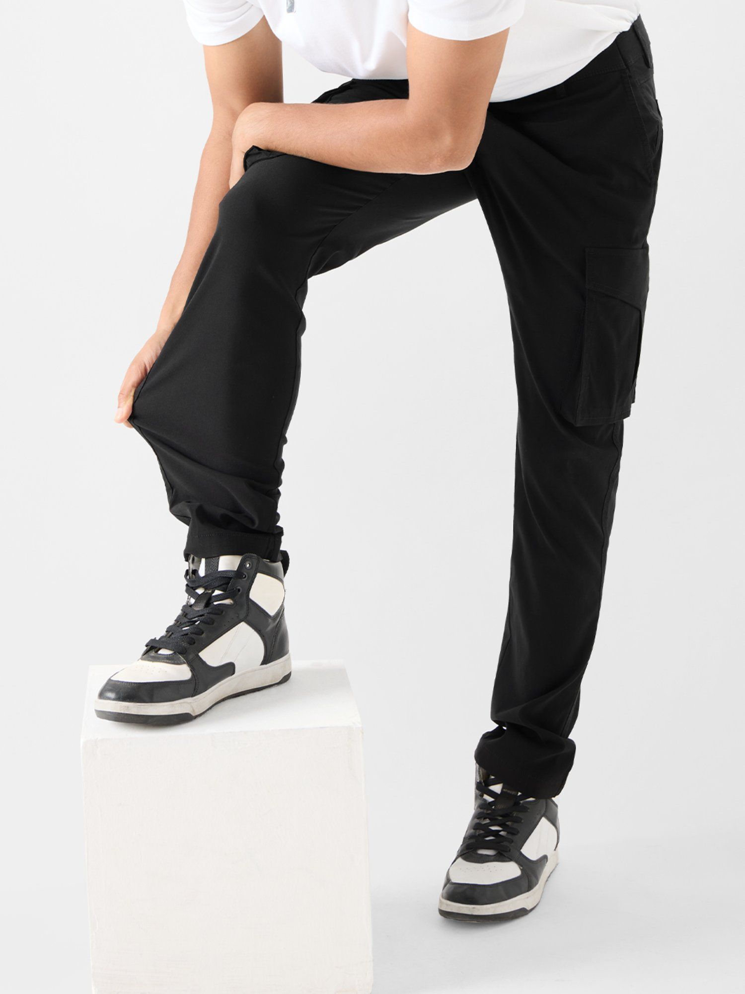 Buy The Souled Store Original Power Stretch Cargo Carbon Black Men ...
