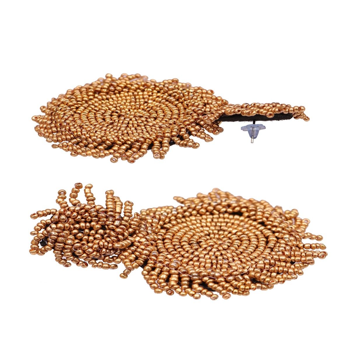 Crunchy Fashion Golden Brown Round Bohemian Handmade Drop Earrings: Buy ...