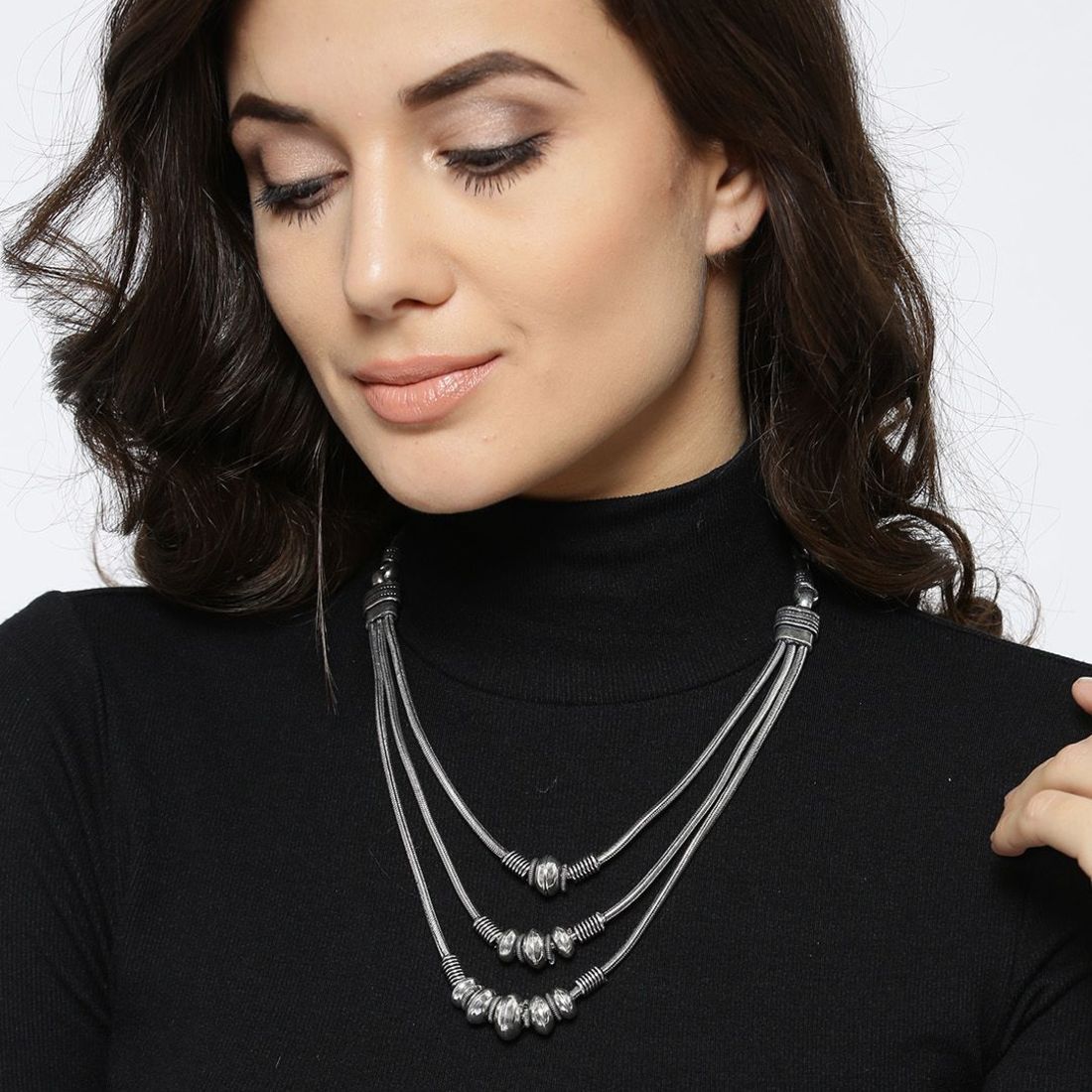 Buy PRITA Silver-Plated Multistrand Necklace Online