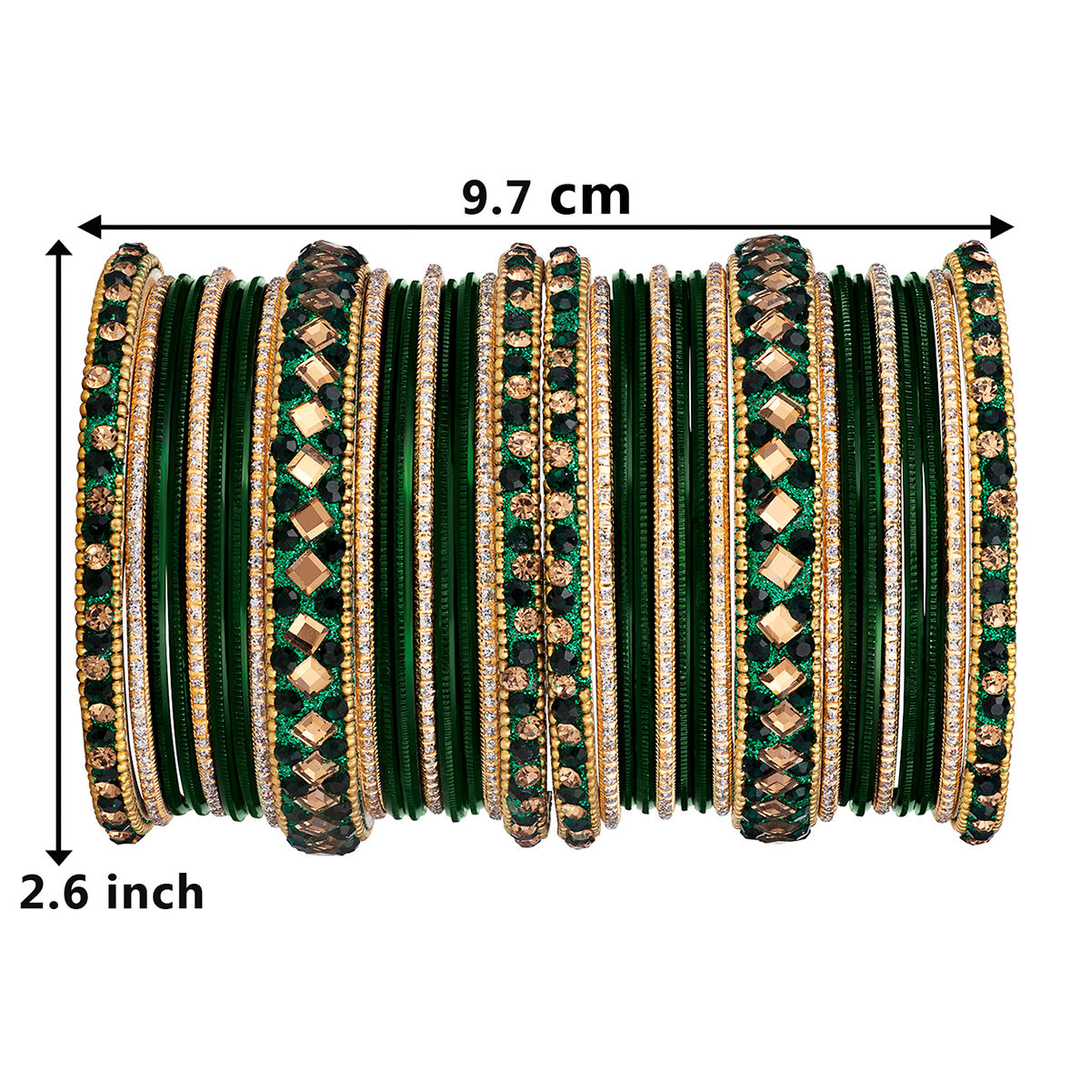 Buy Peora Traditional Diamond Metal Chuda Chura Bangle Set Jewellery ...