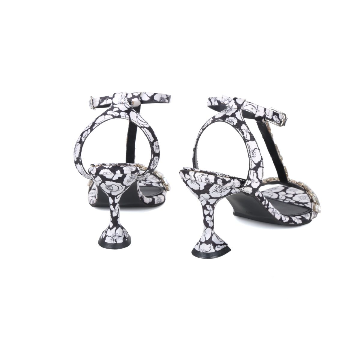 Buy PREET KAUR Silver & Black Poppy Spool Heels Online