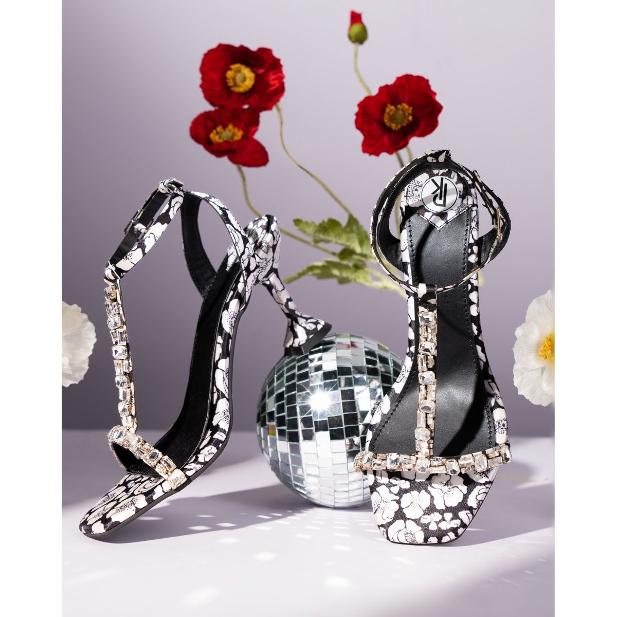 Buy PREET KAUR Silver & Black Poppy Spool Heels Online