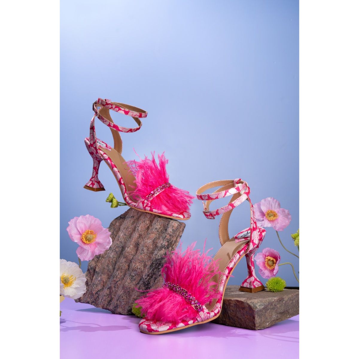 Buy PREET KAUR Pink Poppy Spool Heels Online