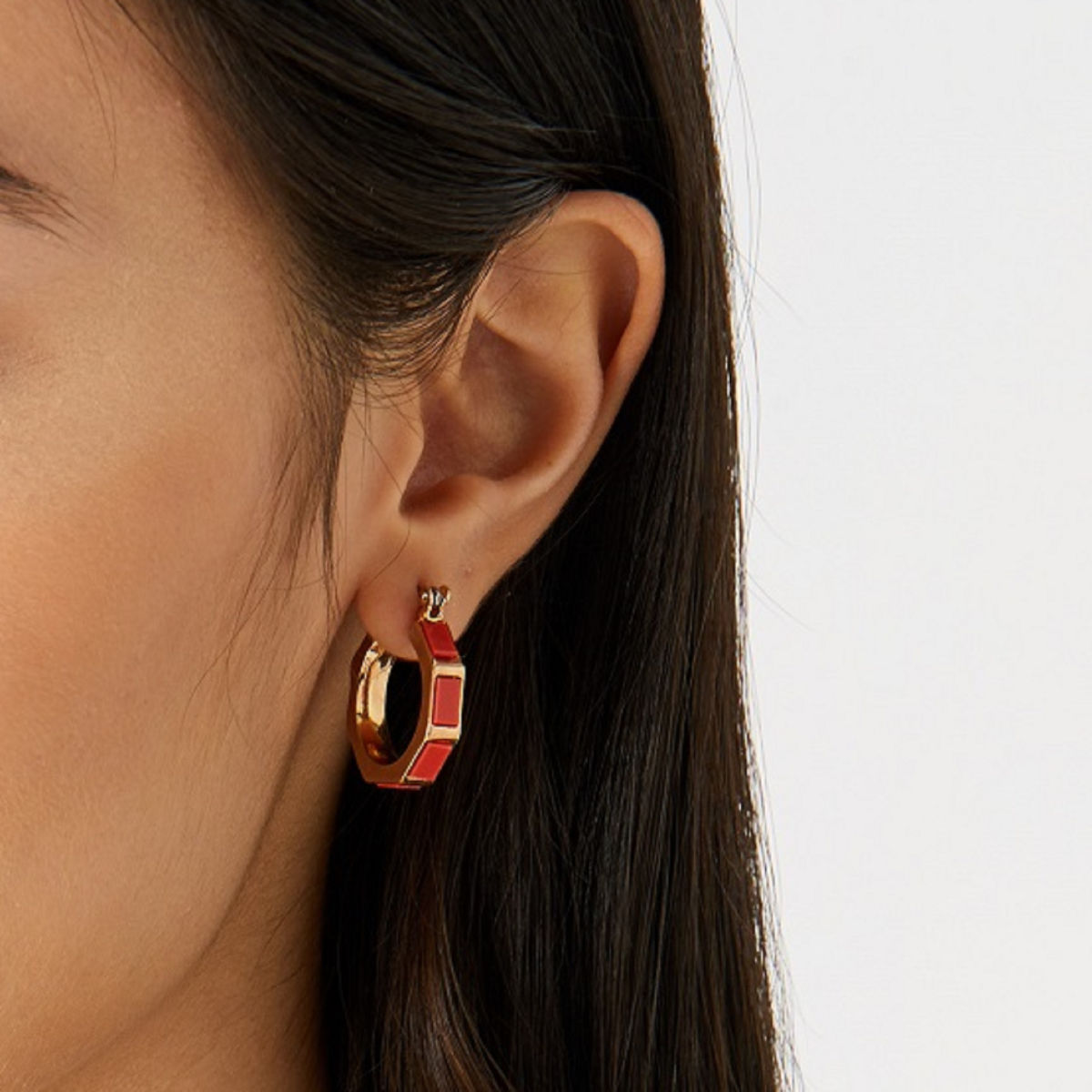 Buy Accessorize London Women's Orange Enamel Inlay Hoop Earring Online