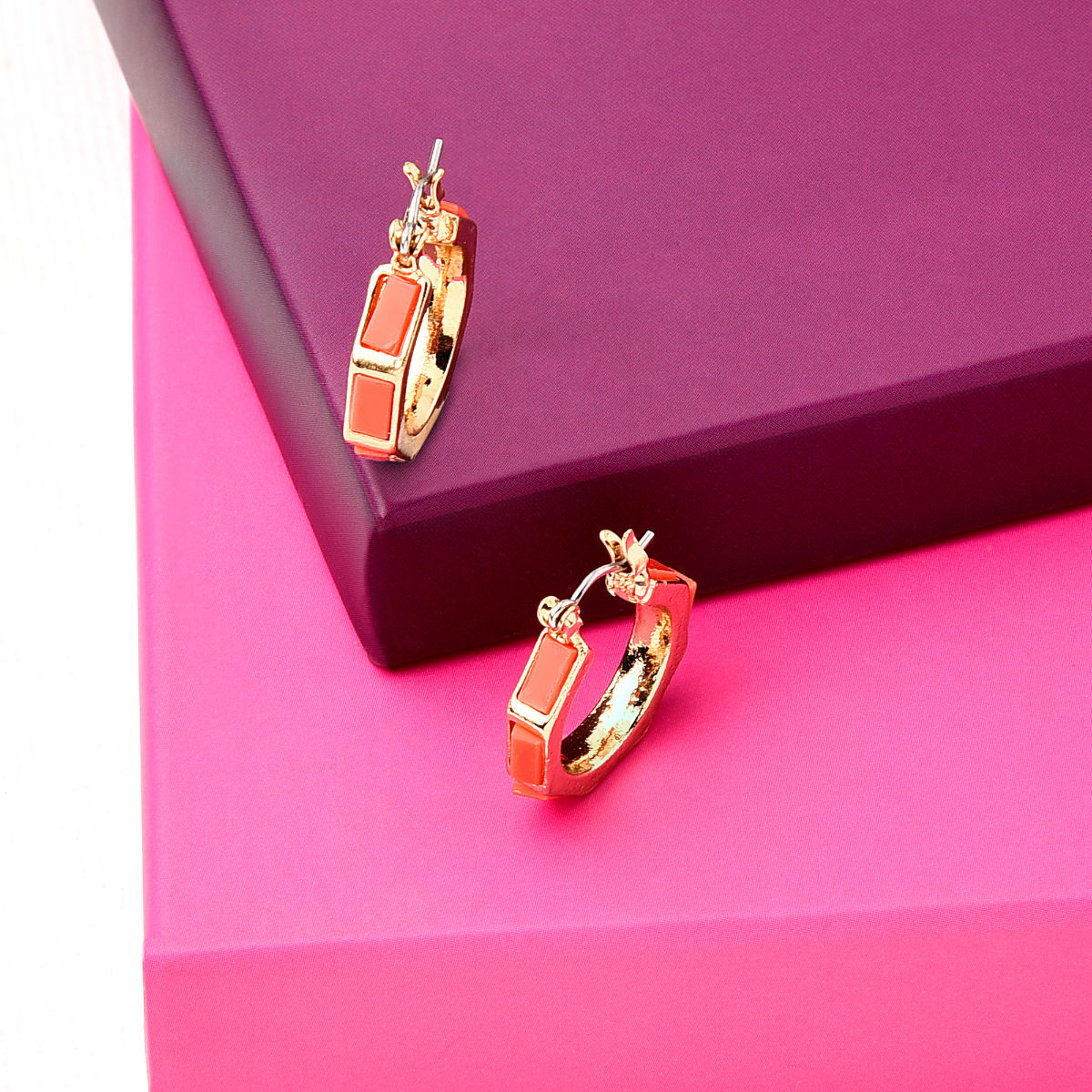 Accessorize London Women's Orange Enamel Inlay Hoop Earring: Buy ...