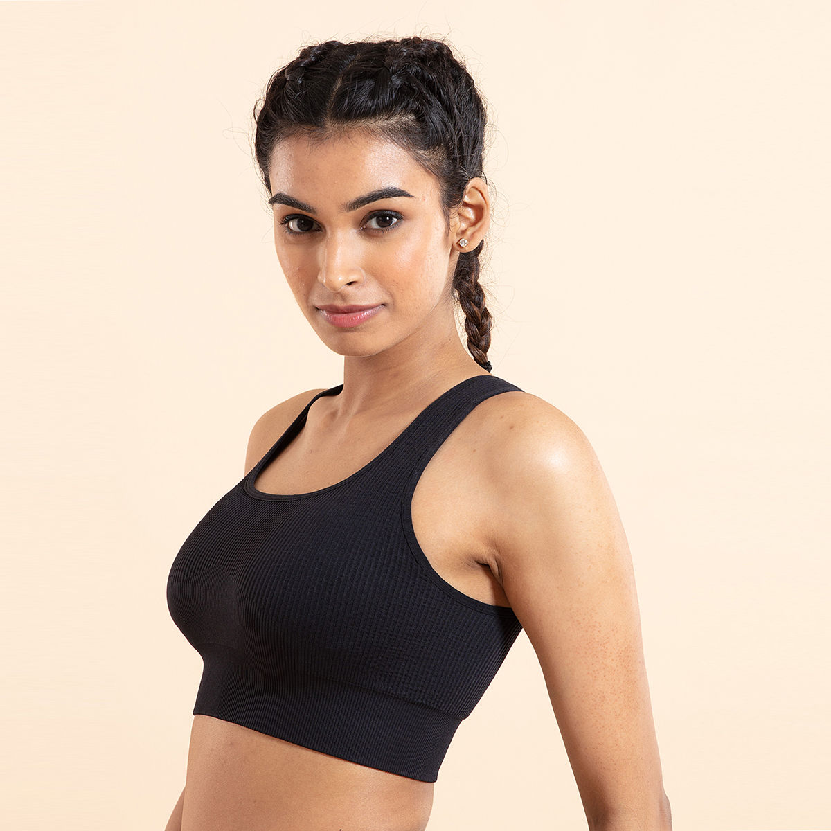 Nykd All Day Seamless Sports Bra with removable cookies- NYK096 Jet ...