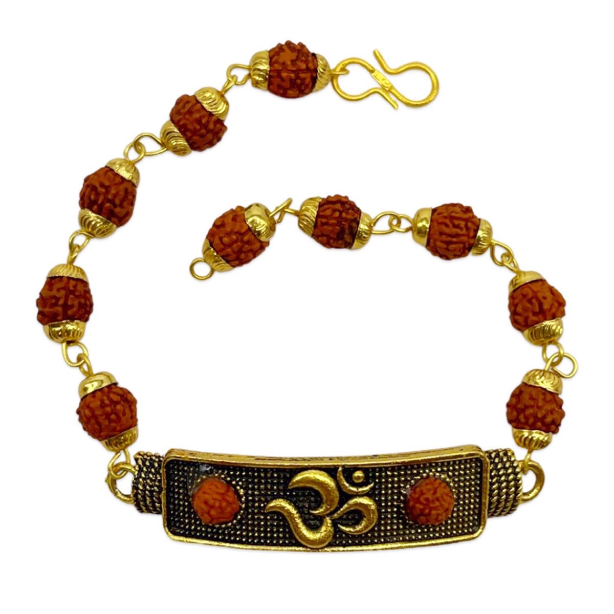 Buy Digital Dress Room Gold Plated Om Rudraksha Brown Bracelet Rakhi Online
