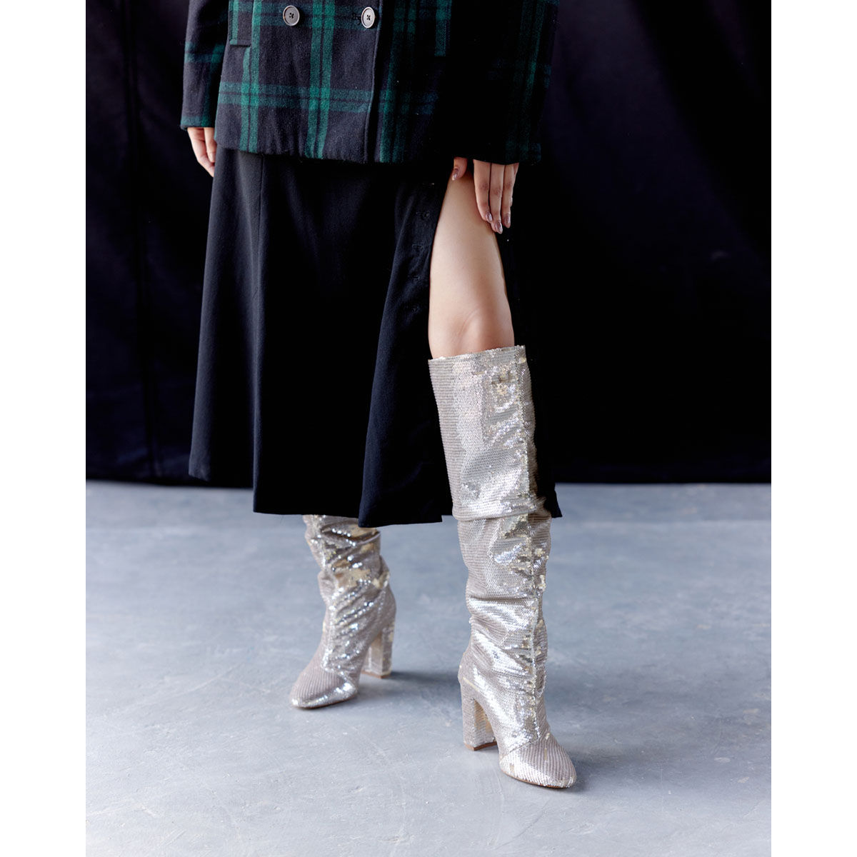 Buy Vanilla Moon Gold & Silver Embellished Sequined Chelsea Boots Online