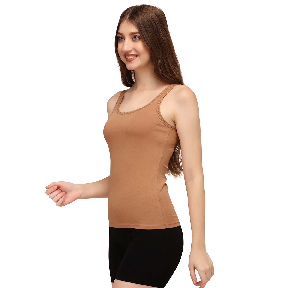 Buy SOIE Women's Cotton Spandex Camisole-brown Online