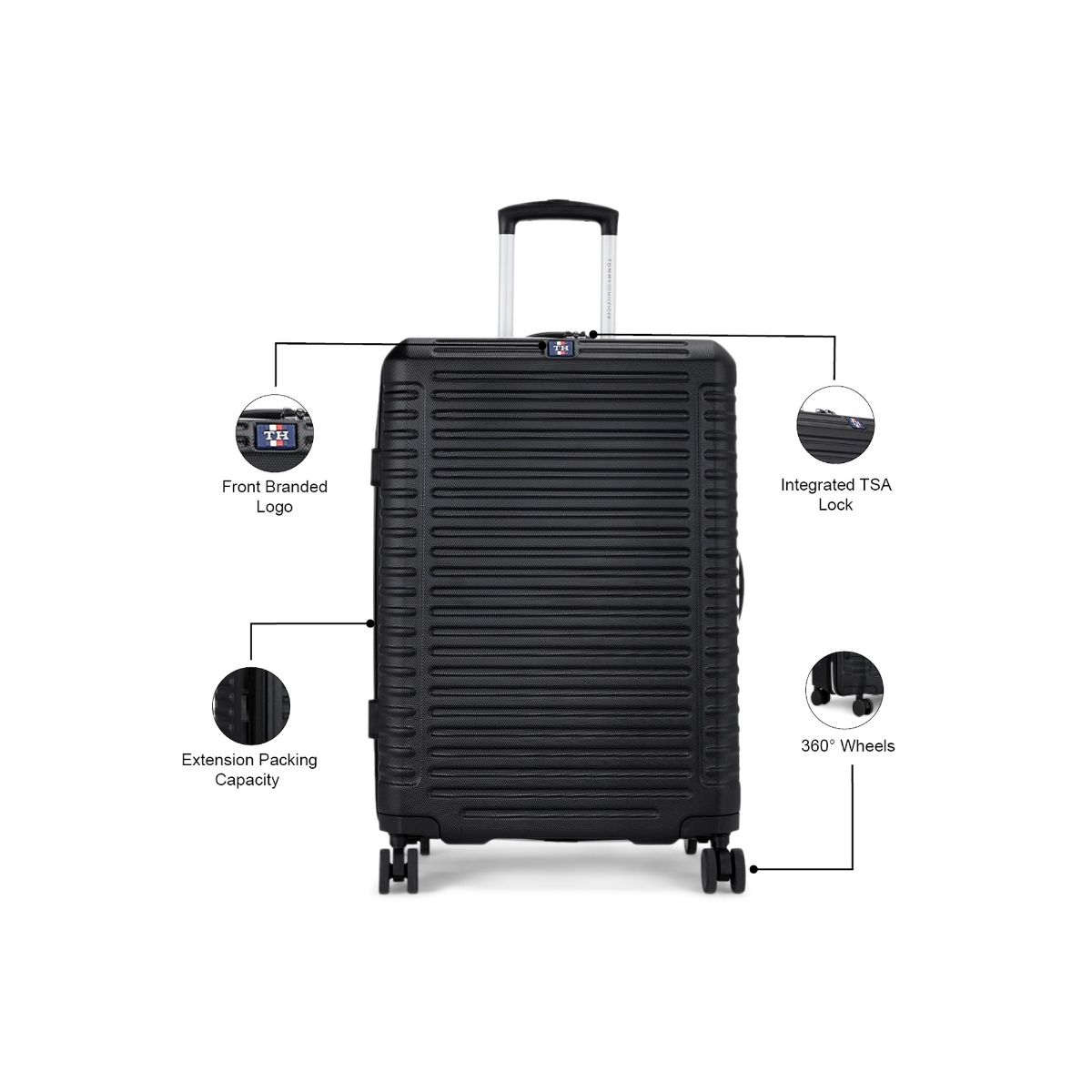 Tommy Hilfiger Hummer Plus Hard Luggage Trolley Bag Textured Cargo ...