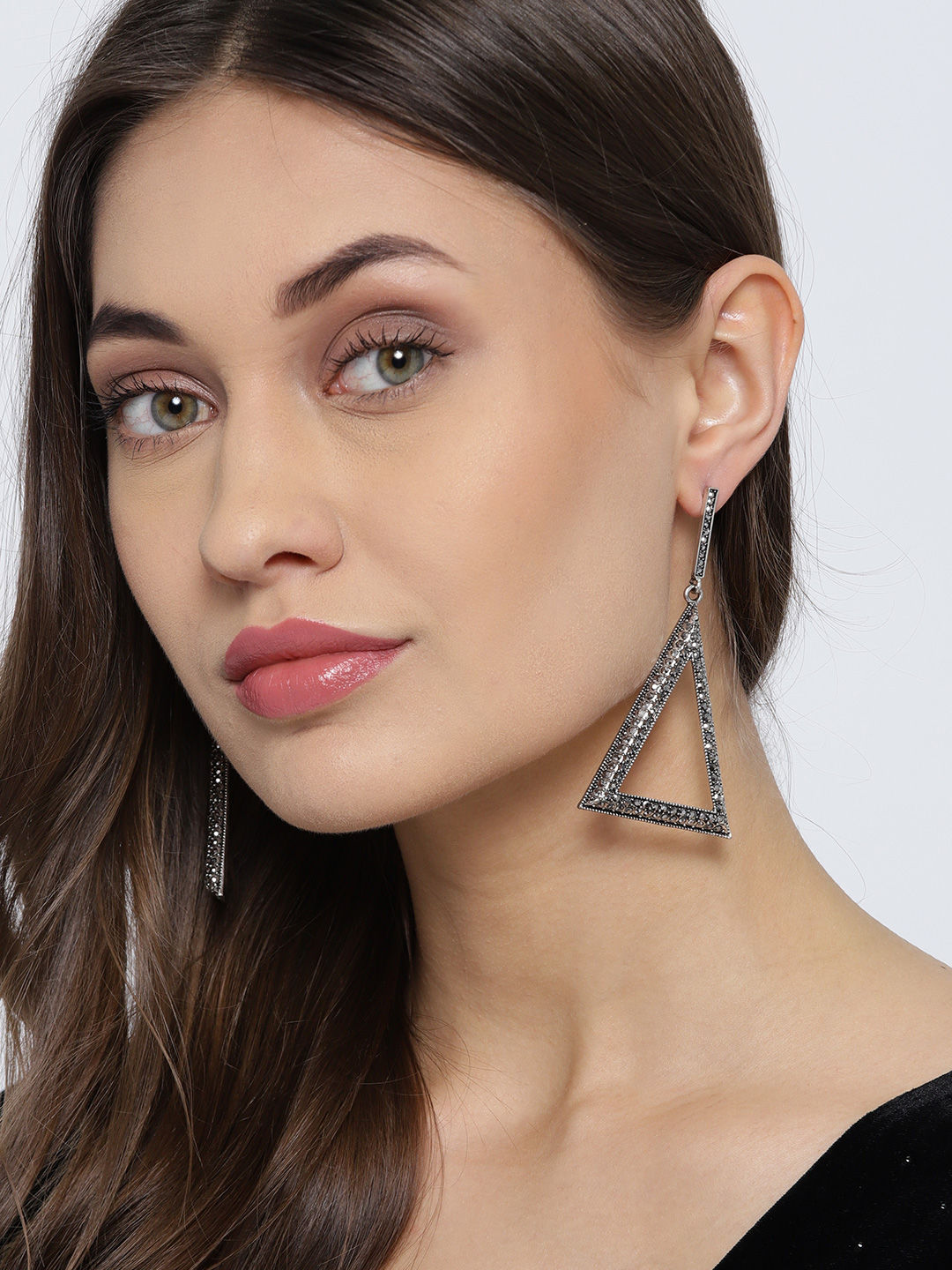 Buy Jewels Galaxy Oxidised Silver-Plated Handcrafted Triangular Drop ...