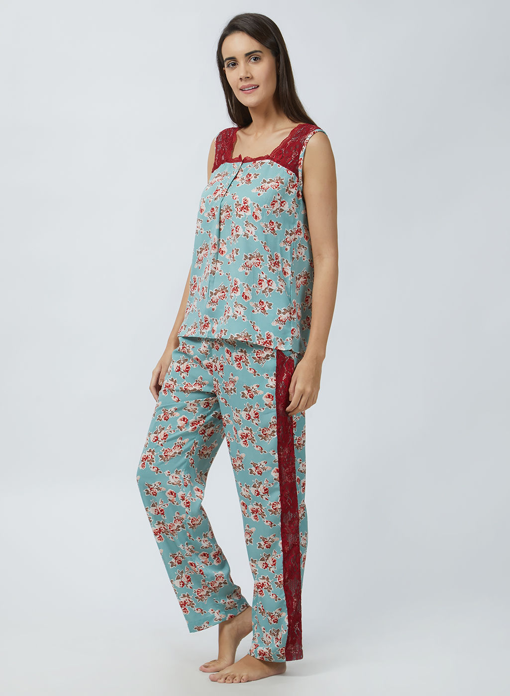 Mystere Paris Delicate Lace Top Pyjama Set - Multi-Color: Buy Mystere ...