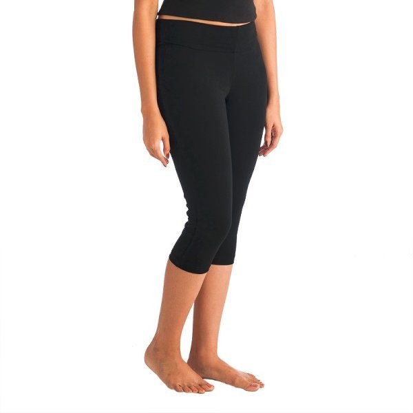 Buy Nite Flite Black Yoga Capri With Foldover Waistband Online