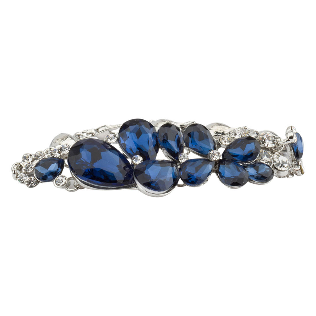 Jewels Galaxy Navy Blue Rhodium-Plated Handcrafted Stone-Studded ...