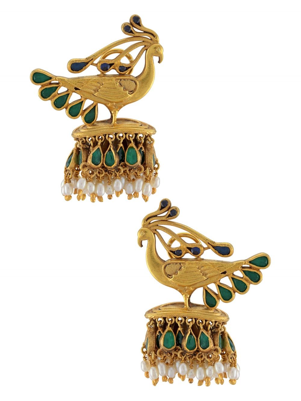 Buy Tribe Amrapali Silver Gold Plated Pearl Glass Cluster Mayura ...