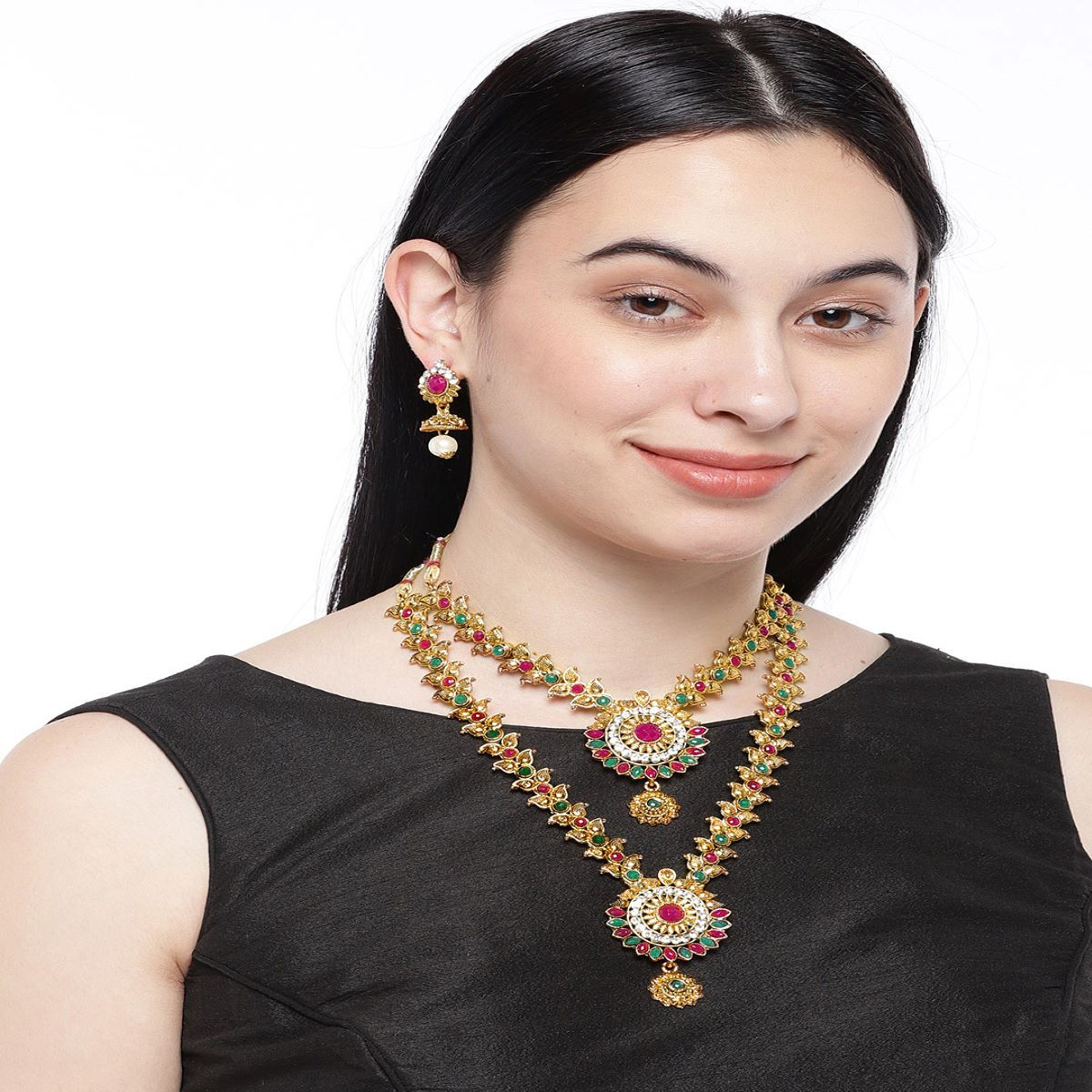 Asmitta Maharani Style Stone Studded Jewellery Set: Buy Asmitta ...