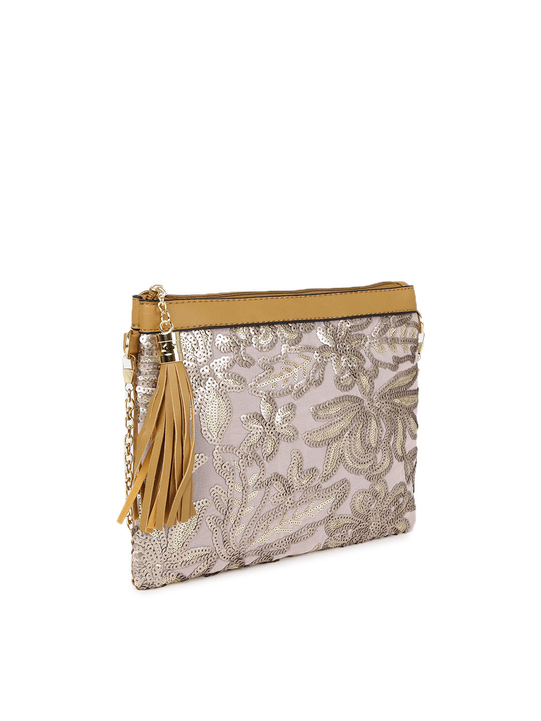 Buy Toniq Beige Sequin Sequel Bag Online