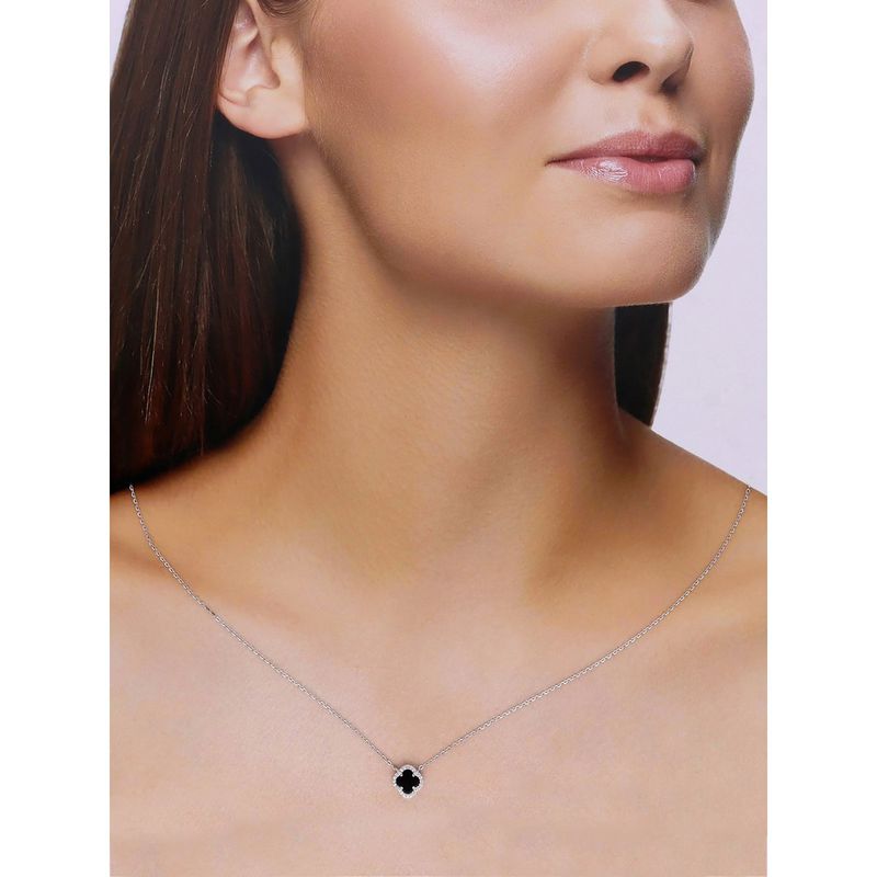 Buy Kai Jewel Sterling Black Minimalistic Clover Necklace Online