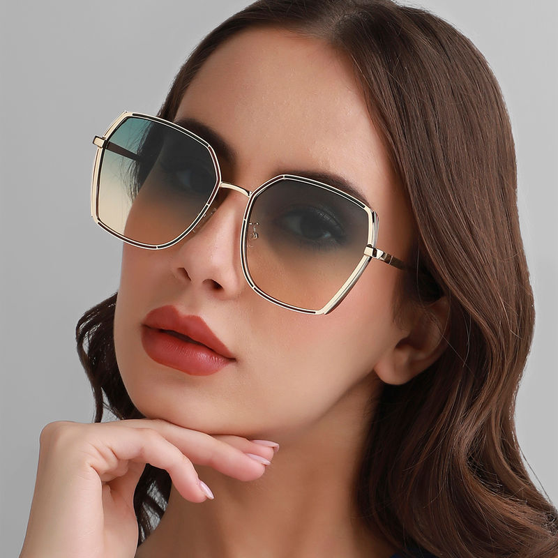 Buy Haute Sauce Gradient Oversized Full Rim Sunglasses-Gold (70) Online