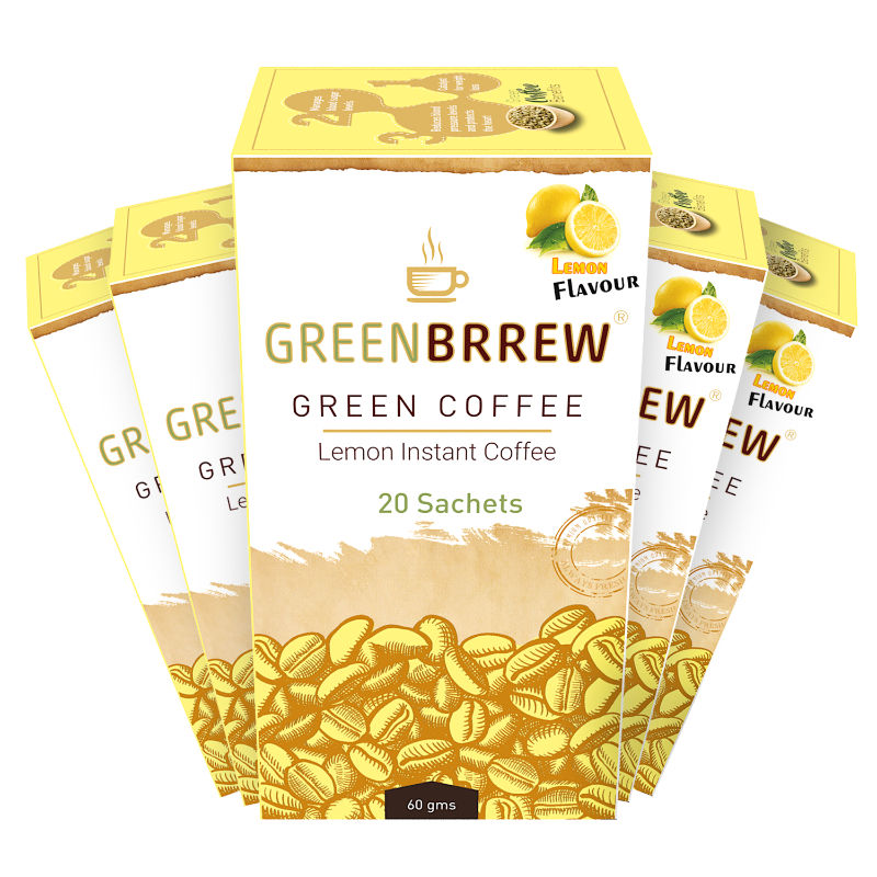 Buy Greenbrrew Decaffeinated Lemon Instant Green Coffee (Pack Of 5) Online