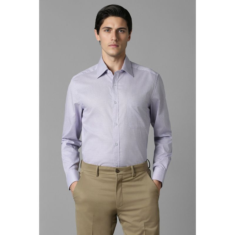 Buy Louis Philippe Men Lavender Regular Fit Checks Full Sleeves Formal ...