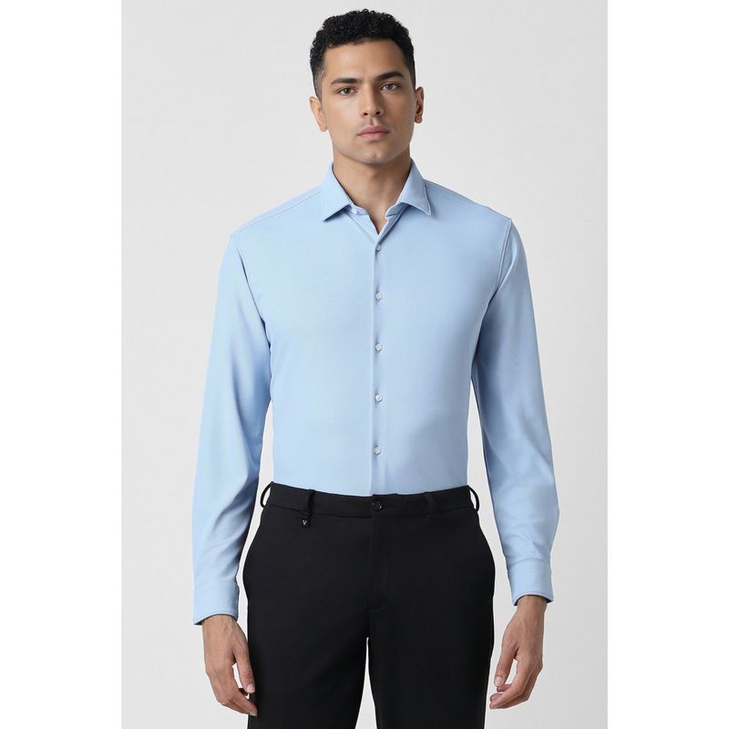 Buy Van Heusen Men Powder Blue Slim Fit Solid Full Sleeves Formal Shirt ...