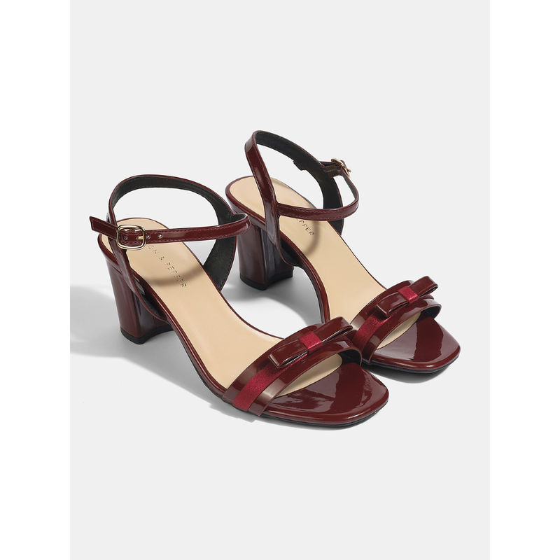 Buy Lemon & Pepper Women Maroon Casual Sandal Heels Online