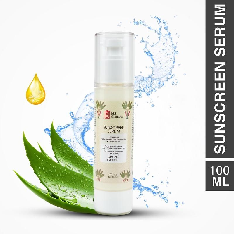 Buy MS Glamour Sunscreen Serum SPF 50 PA++++ Full Spectrum Protection ...