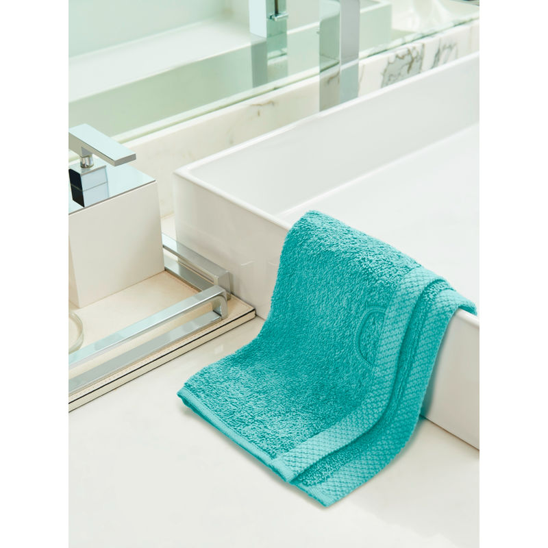 Buy DDecor Live Beautiful Cotton Turquoise Blue Face Towel (Pack Of 2 ...