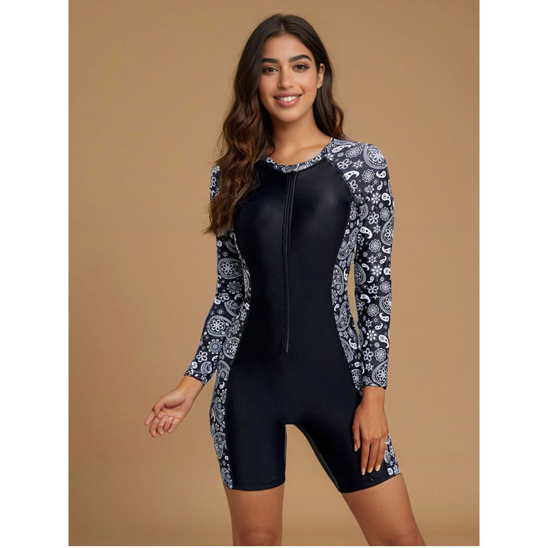 Buy WomanLikeU Black Printed One Piece Swimwear Online