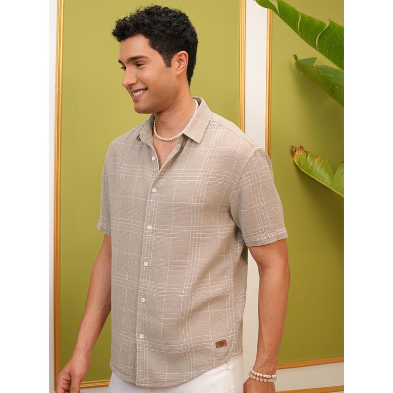 Buy LOCOMOTIVE Men Tan Checks Casual Shirt Online