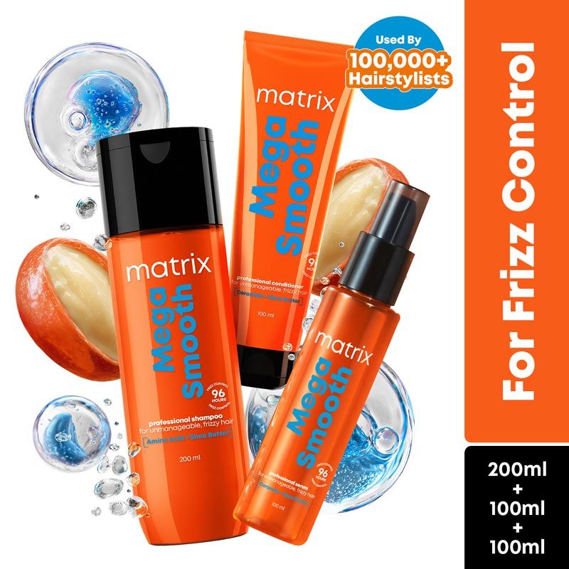 Buy Matrix Mega Smooth Shampoo, Conditioner & Serum Combo, Defy Frizz ...