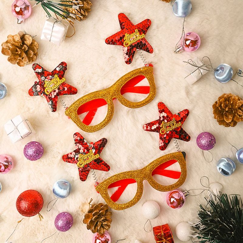 Buy Voncasa 2 Party Spectacles Golden Christmas Theme Party Glasses ...