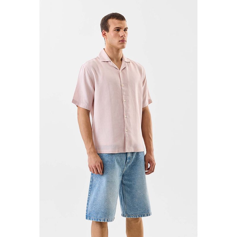 Buy Snitch Men Pink Linen Blend Solid Shirt Online