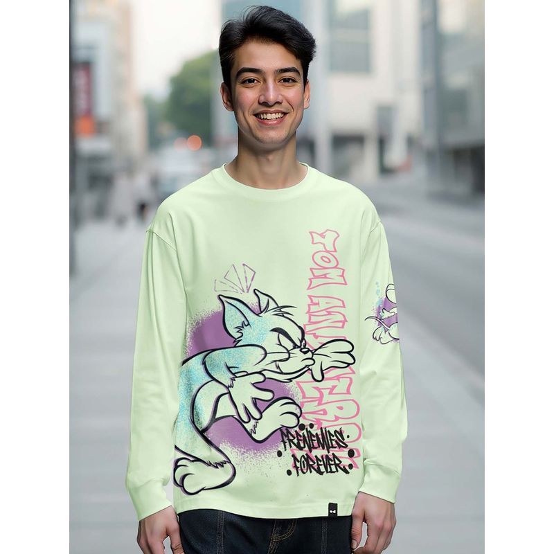 Buy Bewakoof Official Tom and Jerry Merchandise Men Green Oversized T ...