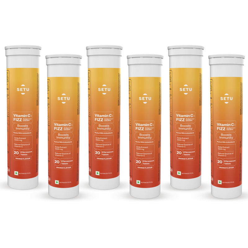 Buy Setu Vitamin C Fizz Effervescent Tablets - Orange (Pack of 6) Online