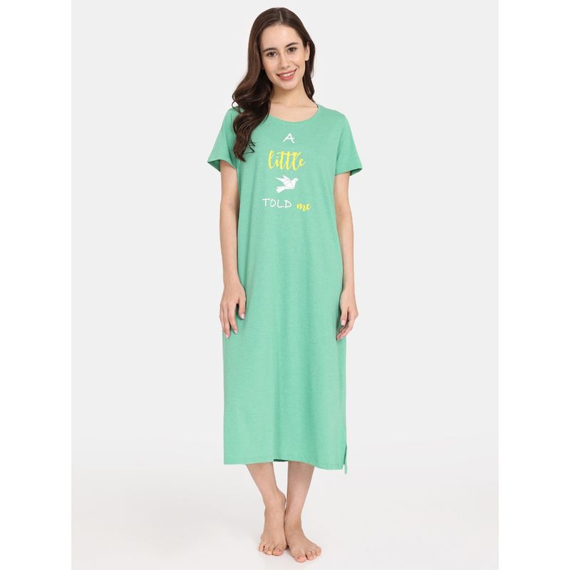 Buy Zivame Rosaline Joy Sticks Knit Cotton Mid Length Nightdress ...