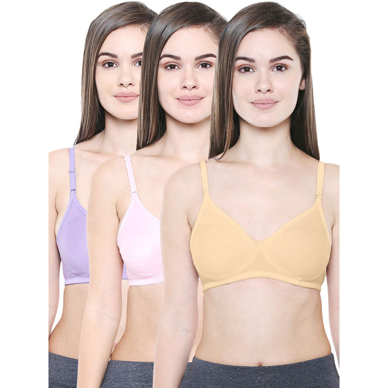 Buy Bodycare Women Cotton Full Coverage Non Padded Regular Bra (Pack of 3) Online