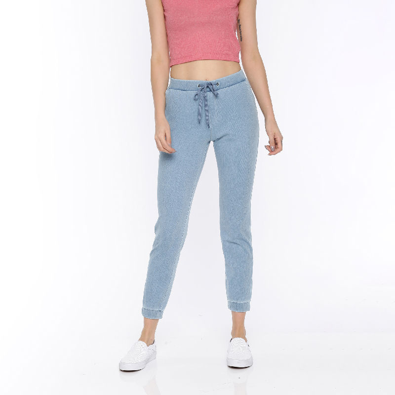 Buy Go Colors Light Blue Denim Joggers (M) Online