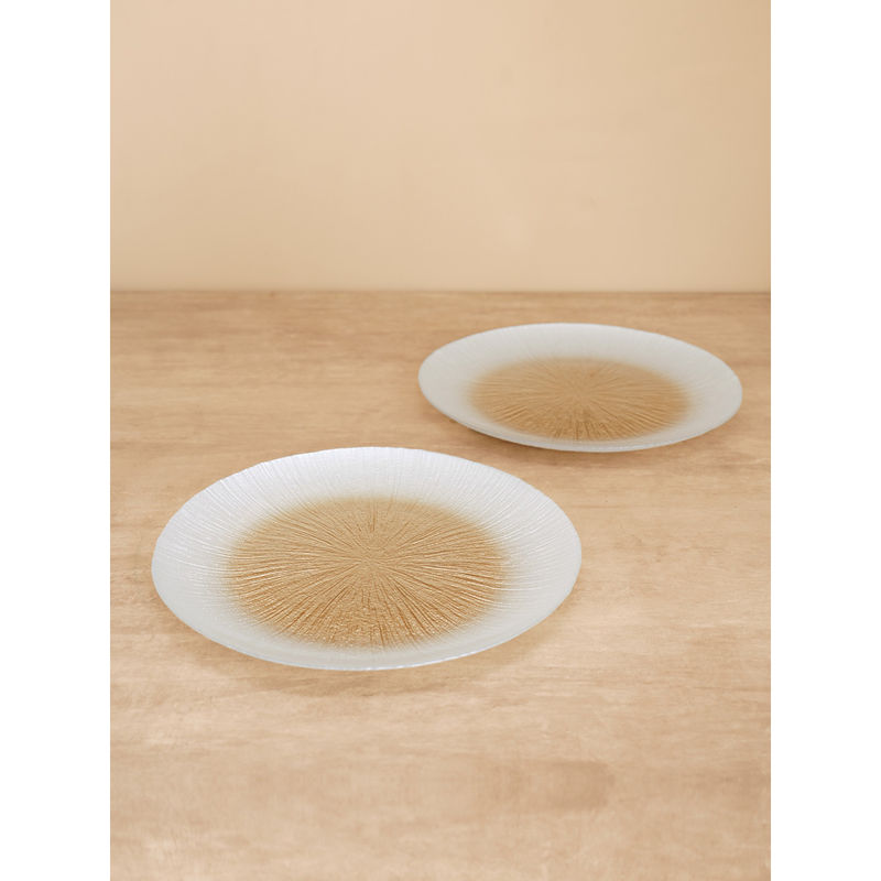 Buy Pure Home + Living Set of 2 White Radial Gradient Glass Dinner ...